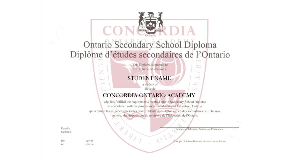 Ontario Secondary School Diploma Concordia Ontario Academy Ontario Secondary School Diploma Concordia Ontario Academy